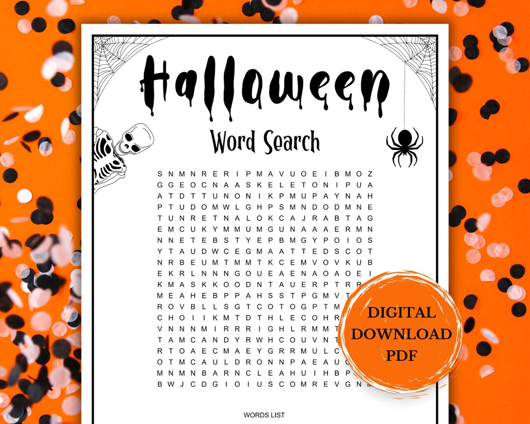 Halloween Word Search, Printable Halloween Game for Kids, Adult ...