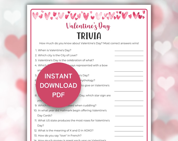 Valentines Day Trivia Games, Printable Valentine's Day Games ...