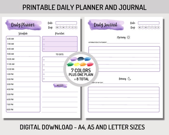 Daily Planner and AM/PM Journal Printable Daily to Do List | Etsy
