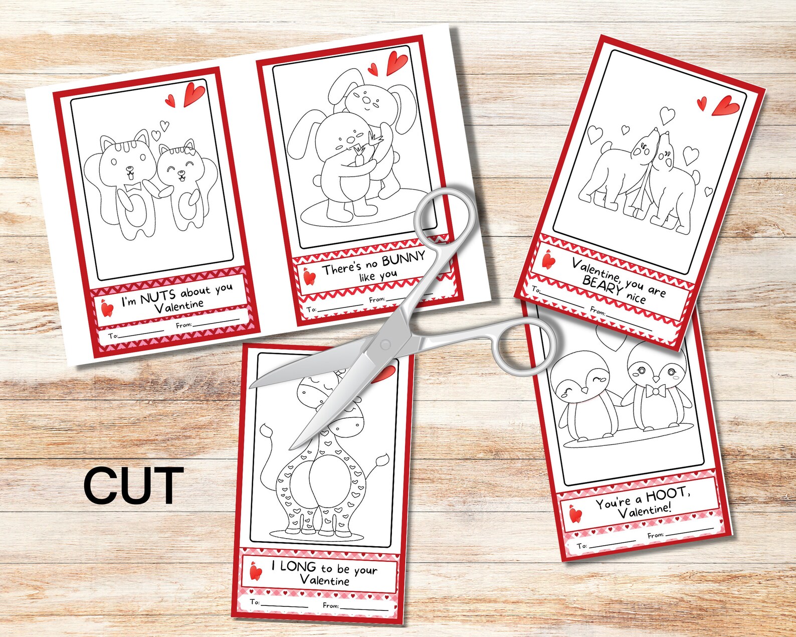 Valentine Coloring Cards, Printable Valentine Coloring Cards for Kids ...