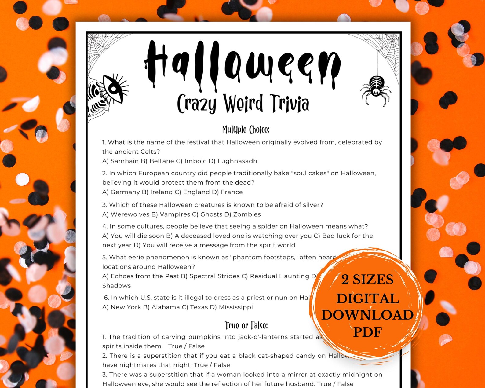 Halloween Trivia Game, Printable Halloween Party Game, Teen Halloween ...