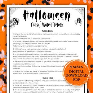 Halloween Trivia Game, Printable Halloween Party Game, Teen Halloween ...