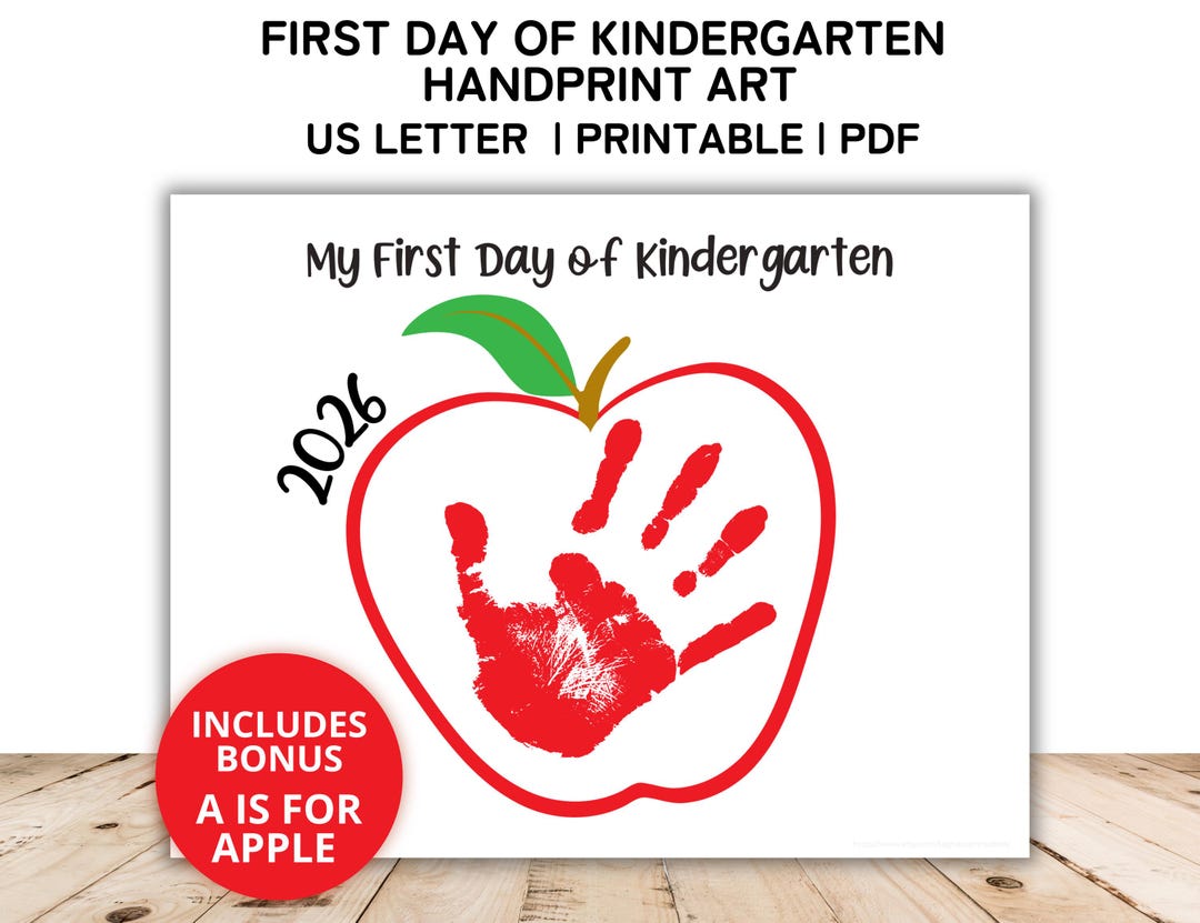 Kindergarten Handprint Art, First Day of School Keepsake, Handprint ...