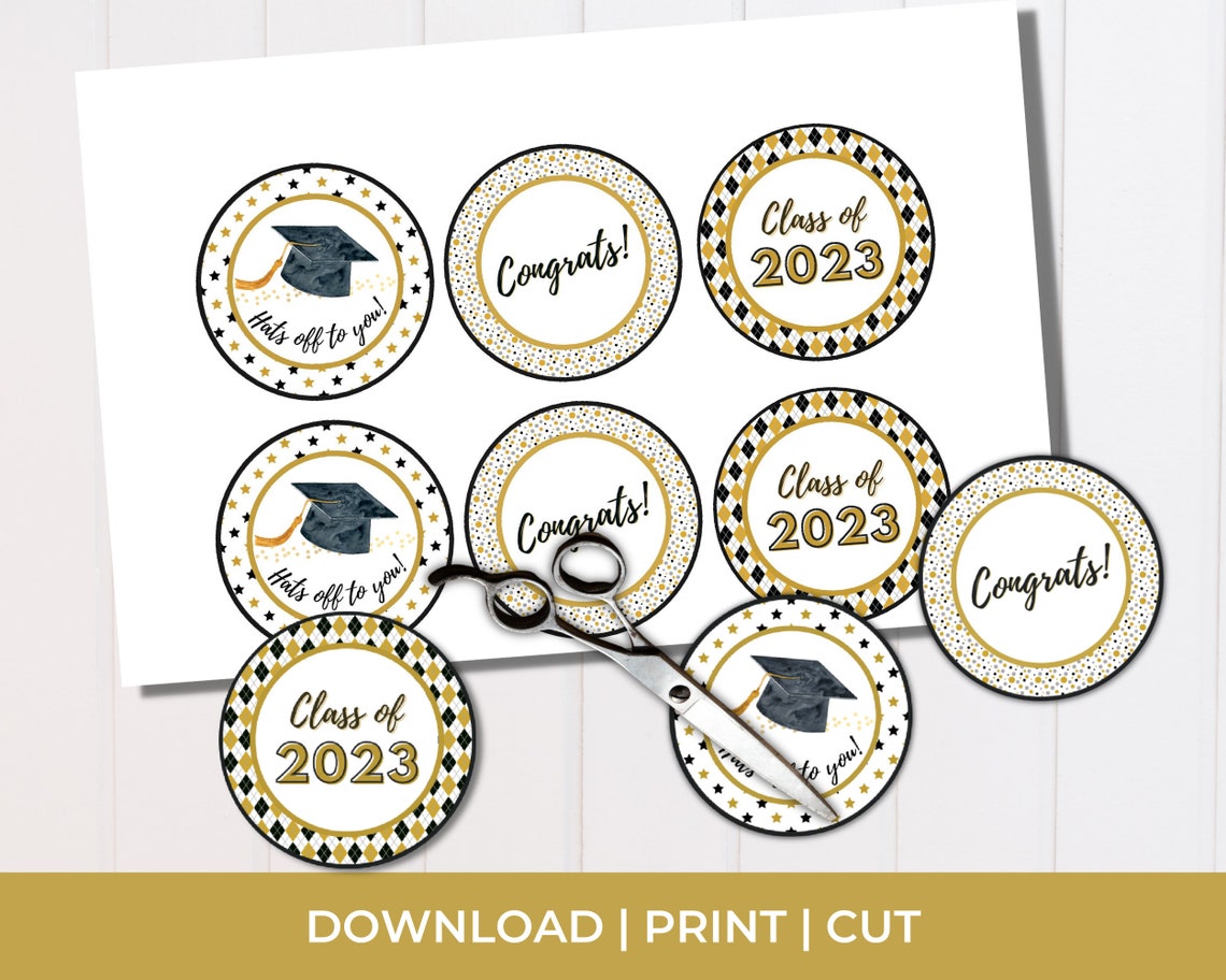Printable Graduation Cupcake Toppers, 2023 Graduation Party Decorations ...