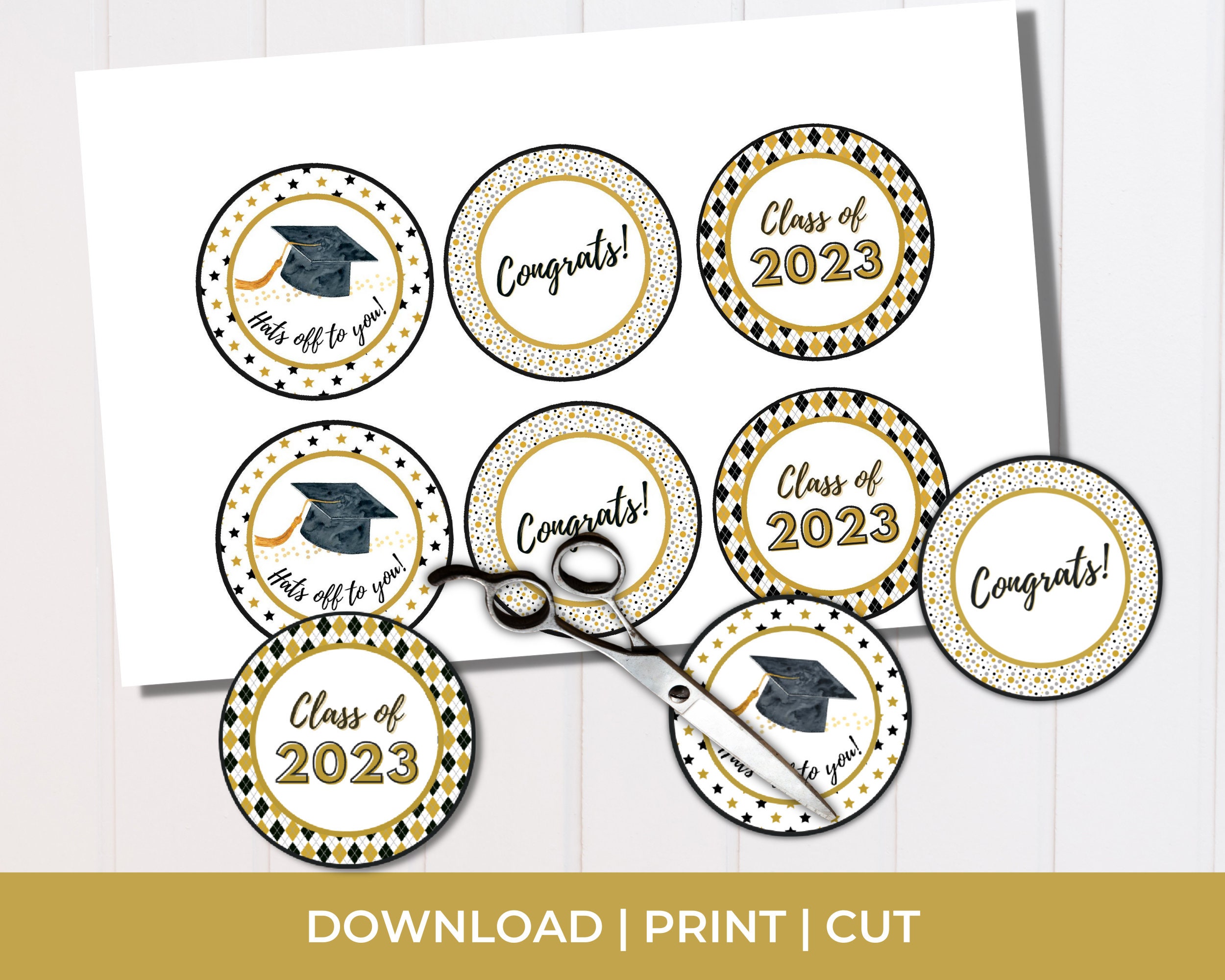 Printable Graduation Cupcake Toppers, 2023 Graduation Party Decorations ...