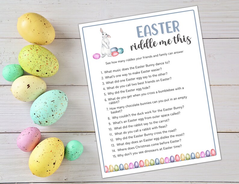 Easter Riddles Game, Printable Easter Party Game for Kids, Riddle Me ...