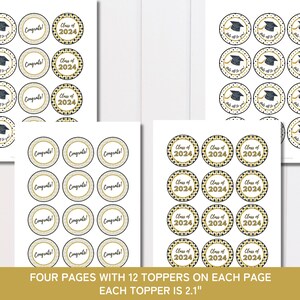 Printable Graduation Cupcake Toppers, 2024 Graduation Party Decorations ...
