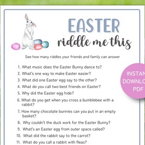 Easter Riddles Game, Printable Easter Party Game for Kids, Riddle Me ...