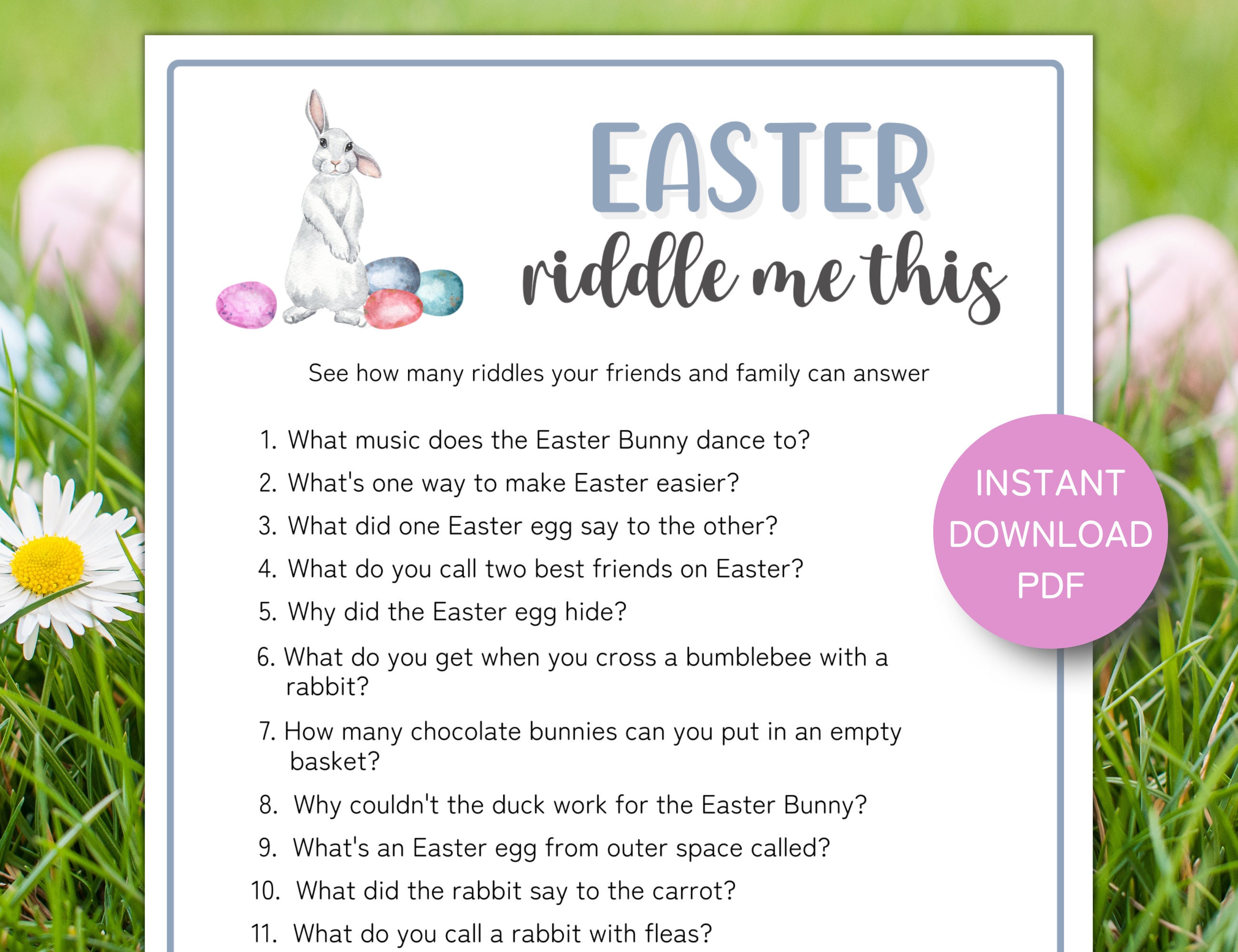 Easter Riddles Game, Printable Easter Party Game for Kids, Riddle Me ...