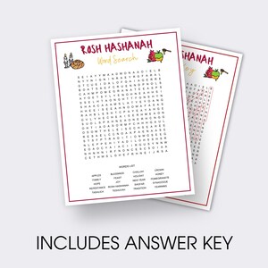 Rosh Hashanah Word Search Game, Jewish New Year Game, Hebrew Holiday ...