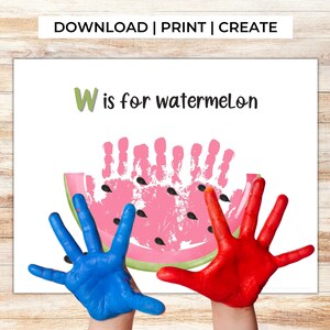 Summer Handprint Art, Watermelon Handprint Art, Printable Summer ...