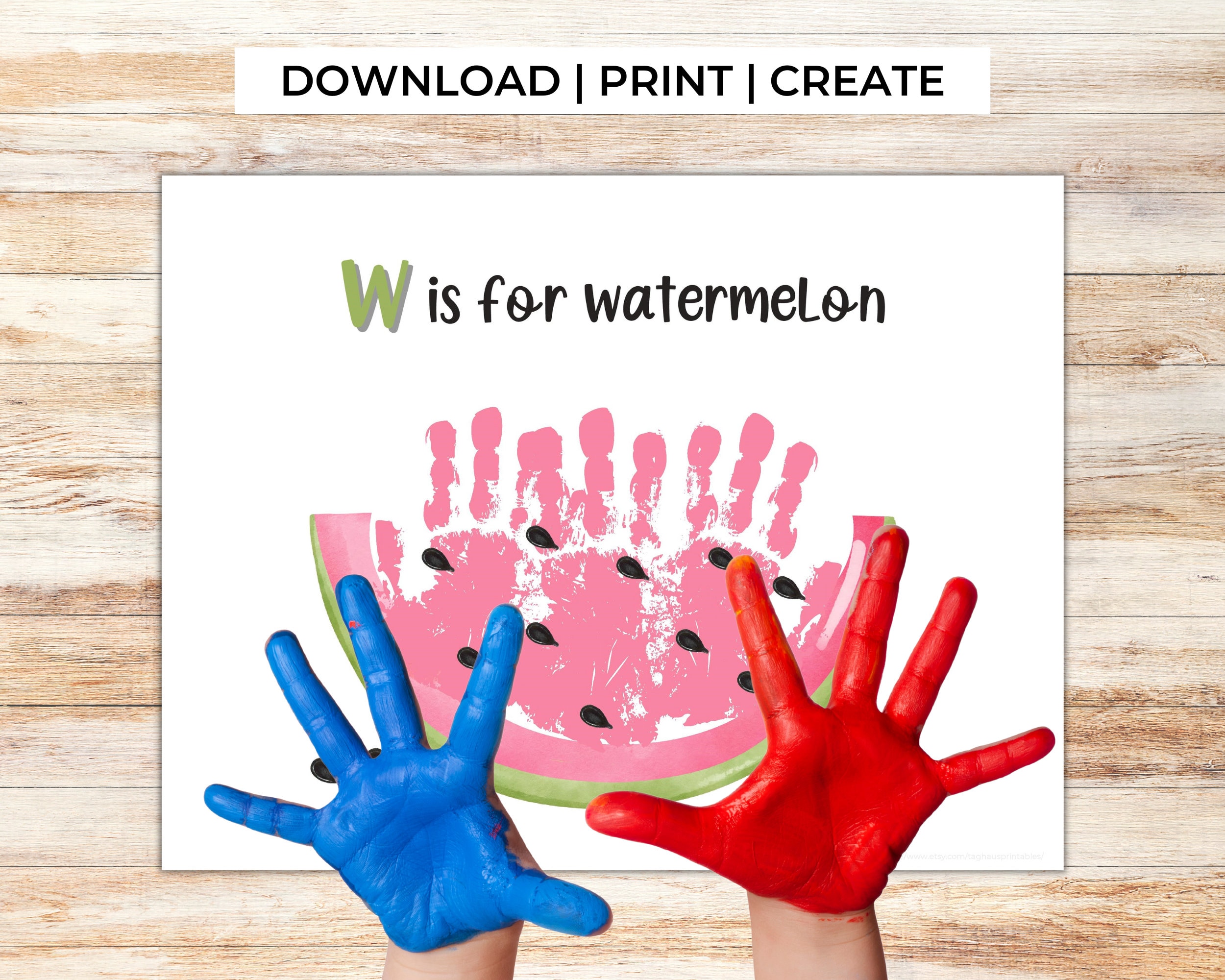 Summer Handprint Art, Watermelon Handprint Art, Printable Summer ...