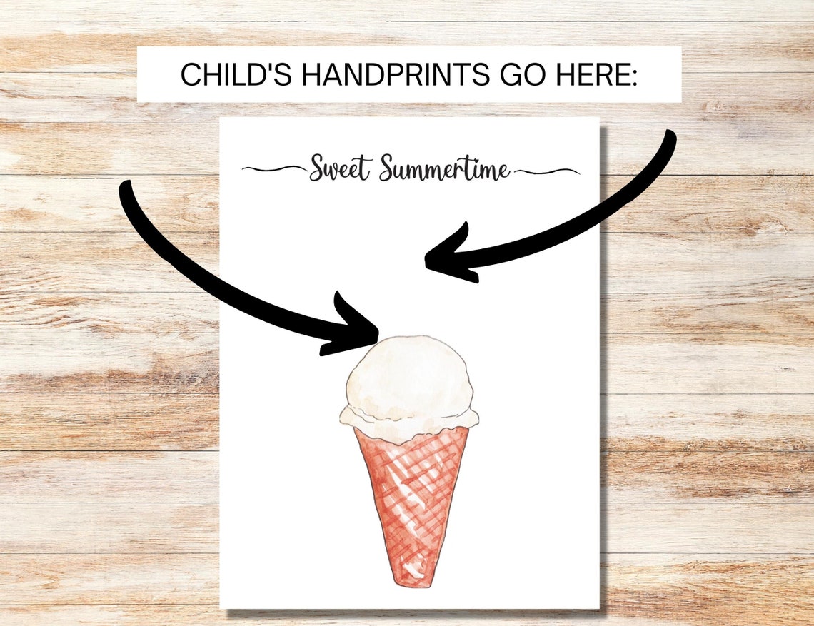 Summer Handprint Art, Ice Cream Cone Handprint Craft, Printable Summer ...