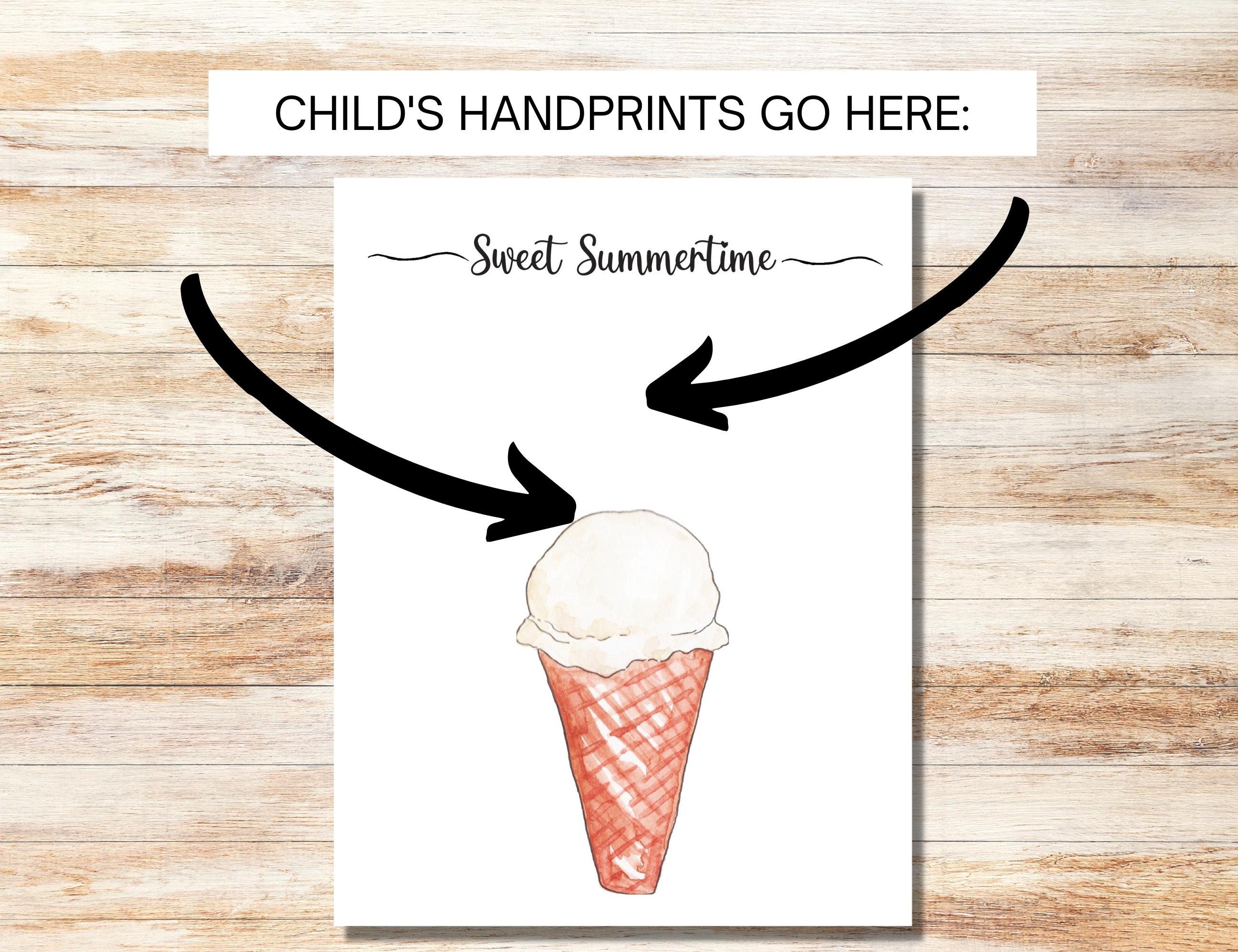 Summer Handprint Art, Ice Cream Cone Handprint Craft, Printable Summer ...