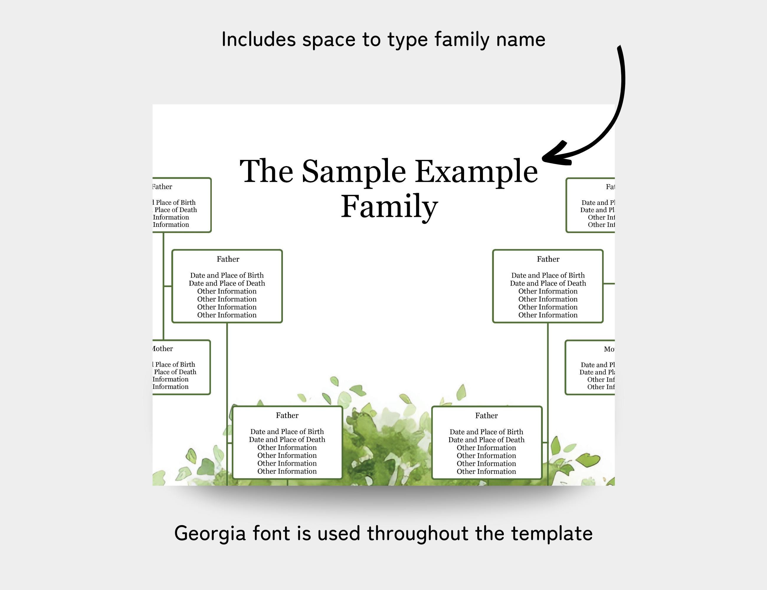 Family Tree Template 10 Generation, Family Tree Chart, Family Reunion ...