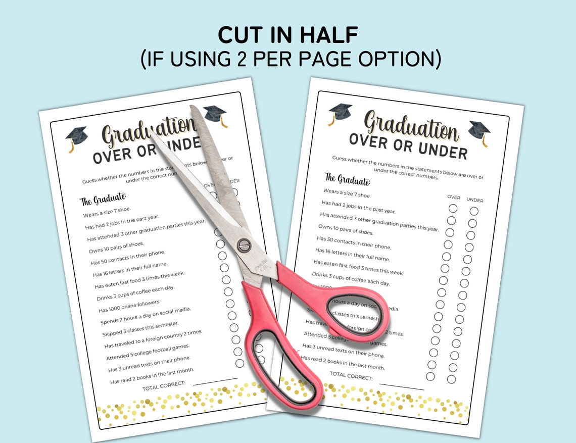 Graduation Over or Under Game, Graduation 2023, Graduation Printable ...