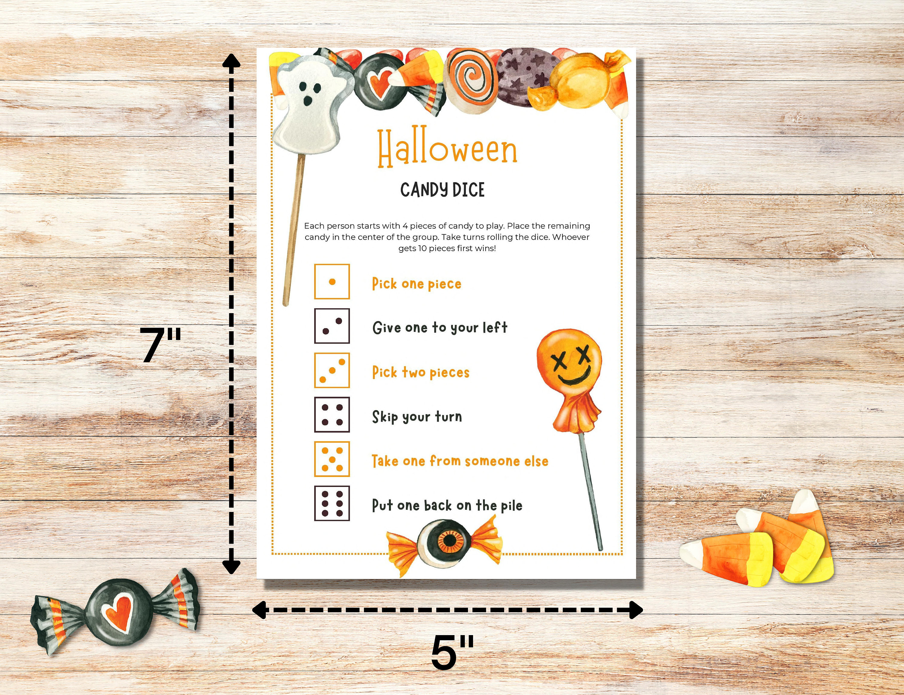Halloween Candy Dice Game, Halloween Party Game, Printable Halloween ...