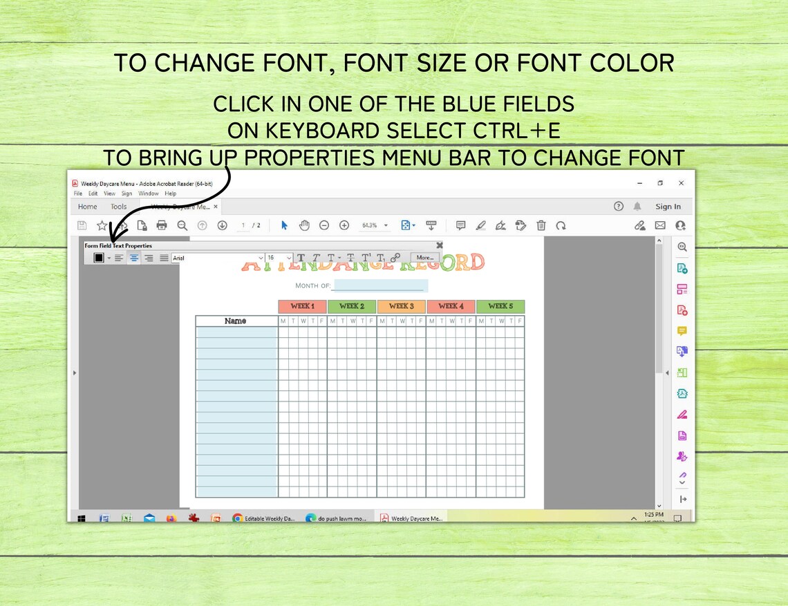 Editable Daycare Attendance Sheet for Preschool, Home School and in ...