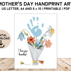 Printable Flower Handprint Art, Mother's Day Handprint Craft Gift for ...
