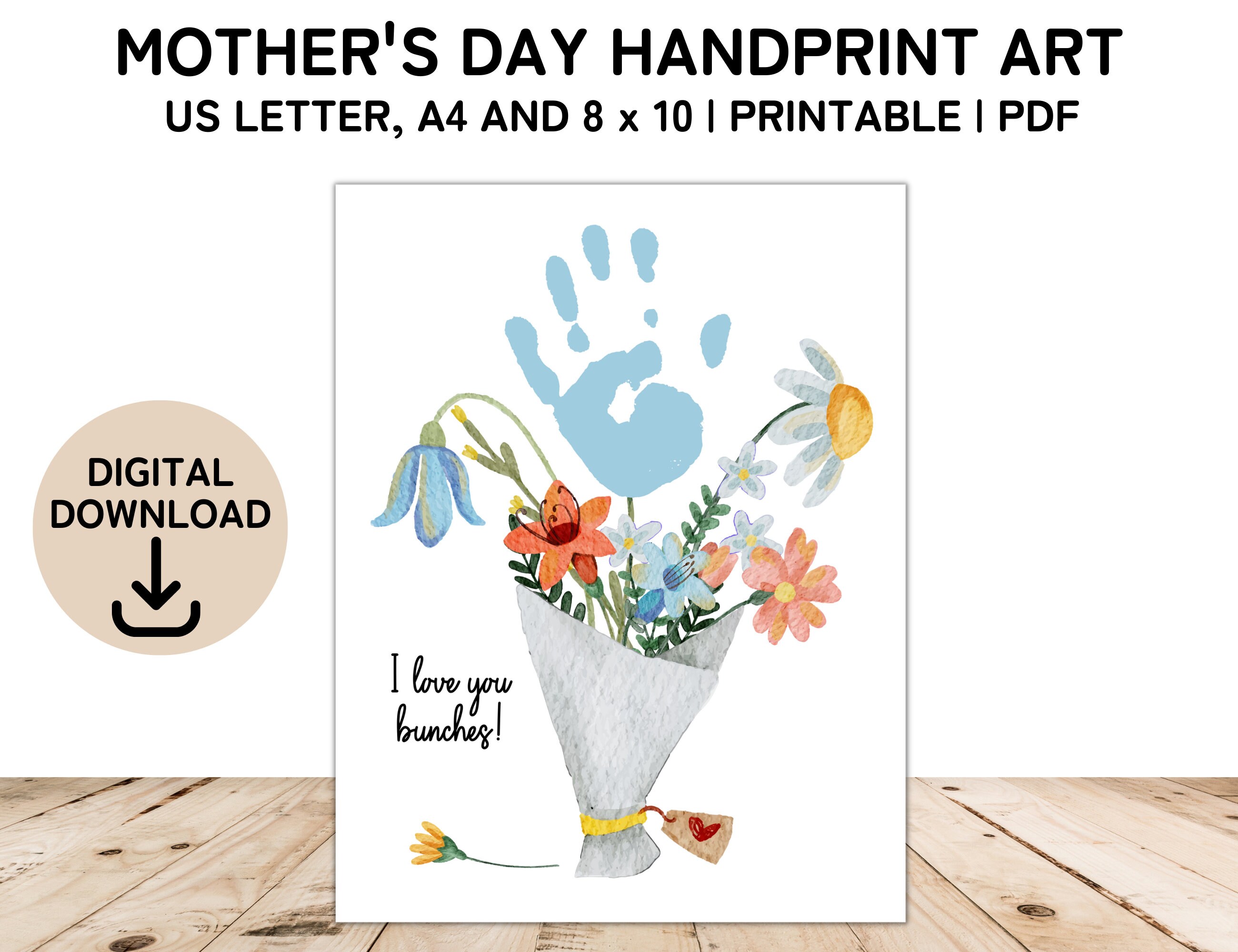 Printable Flower Handprint Art, Mother's Day Handprint Craft Gift for ...