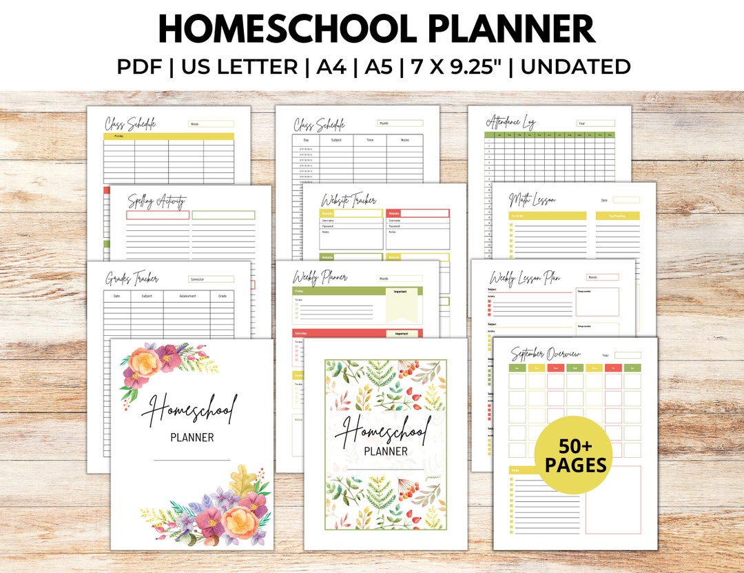 Printable Homeschool Planner, Undated Teacher Planner, Homeschool ...