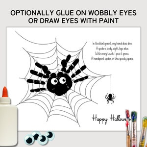 Halloween Handprint Art, Fall Handprint Craft, Spider Halloween Poem ...