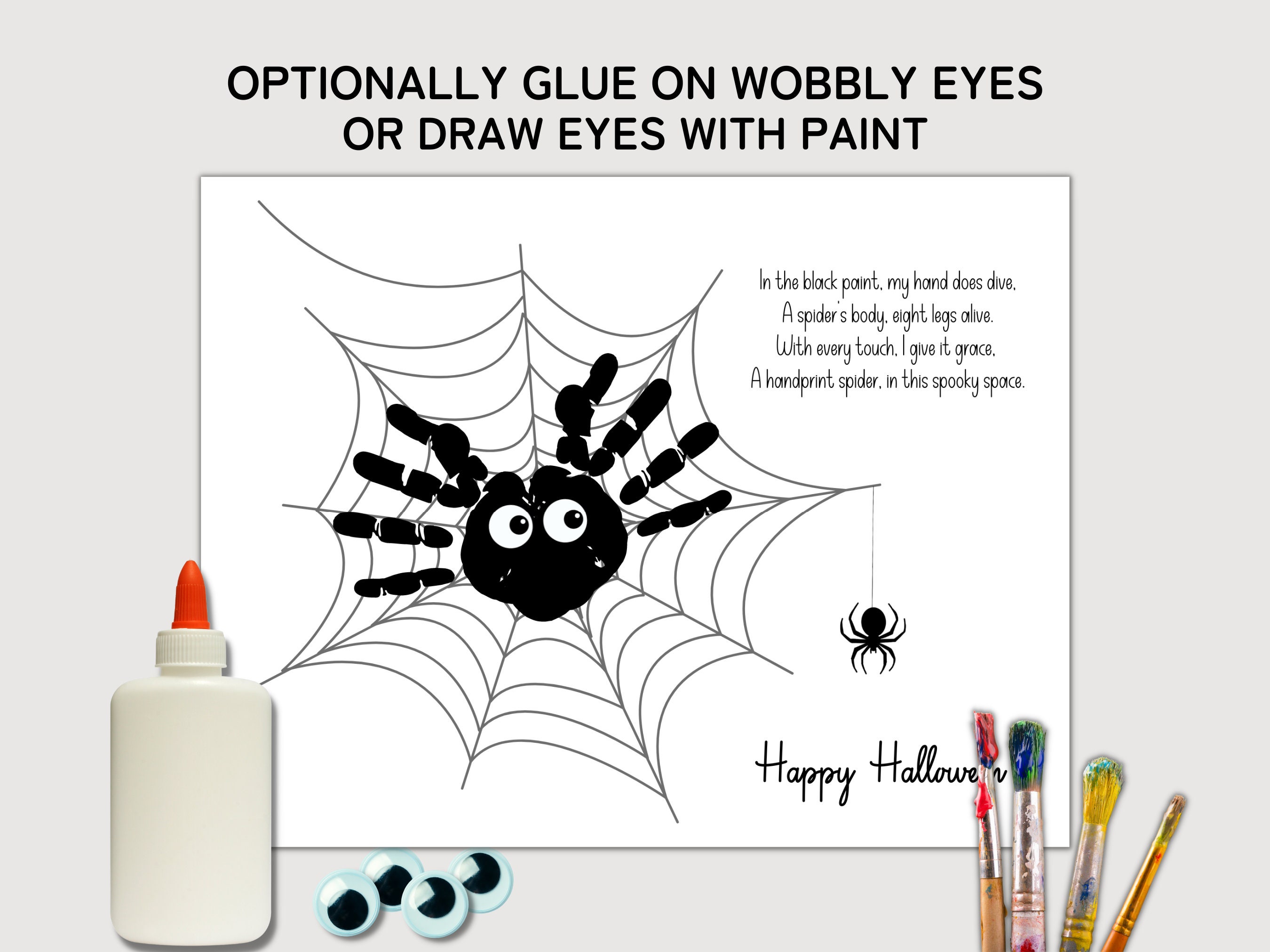 Halloween Handprint Art, Fall Handprint Craft, Spider Halloween Poem ...