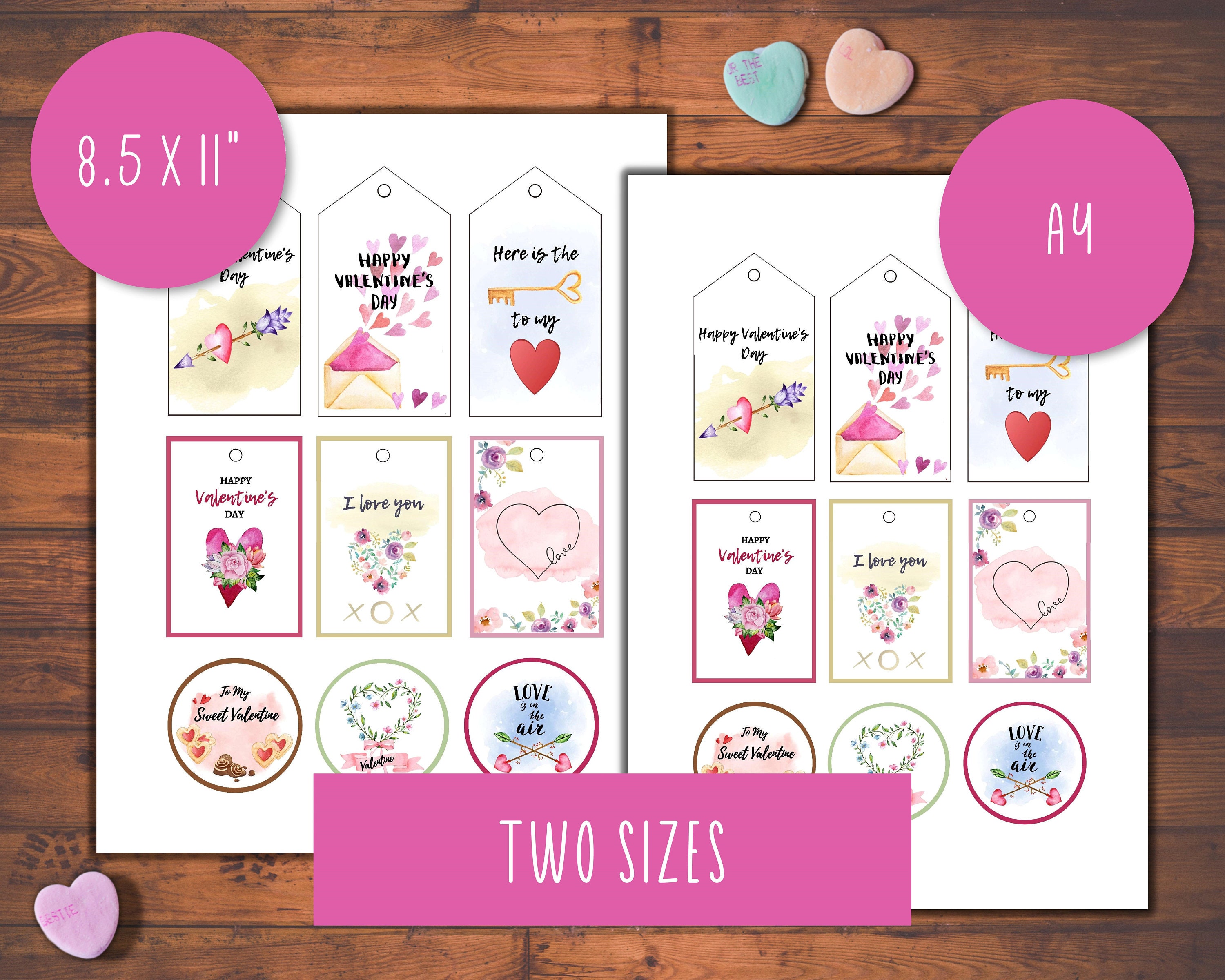 Valentine's Day Gift Tags Printable, Valentine Favor Tags, Instant ...