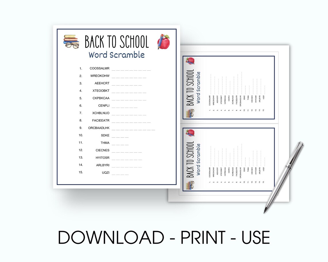 Back to School Word Scramble Game, First Week Classroom Activity Word ...