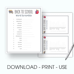 Back to School Word Scramble Game, First Week Classroom Activity Word ...