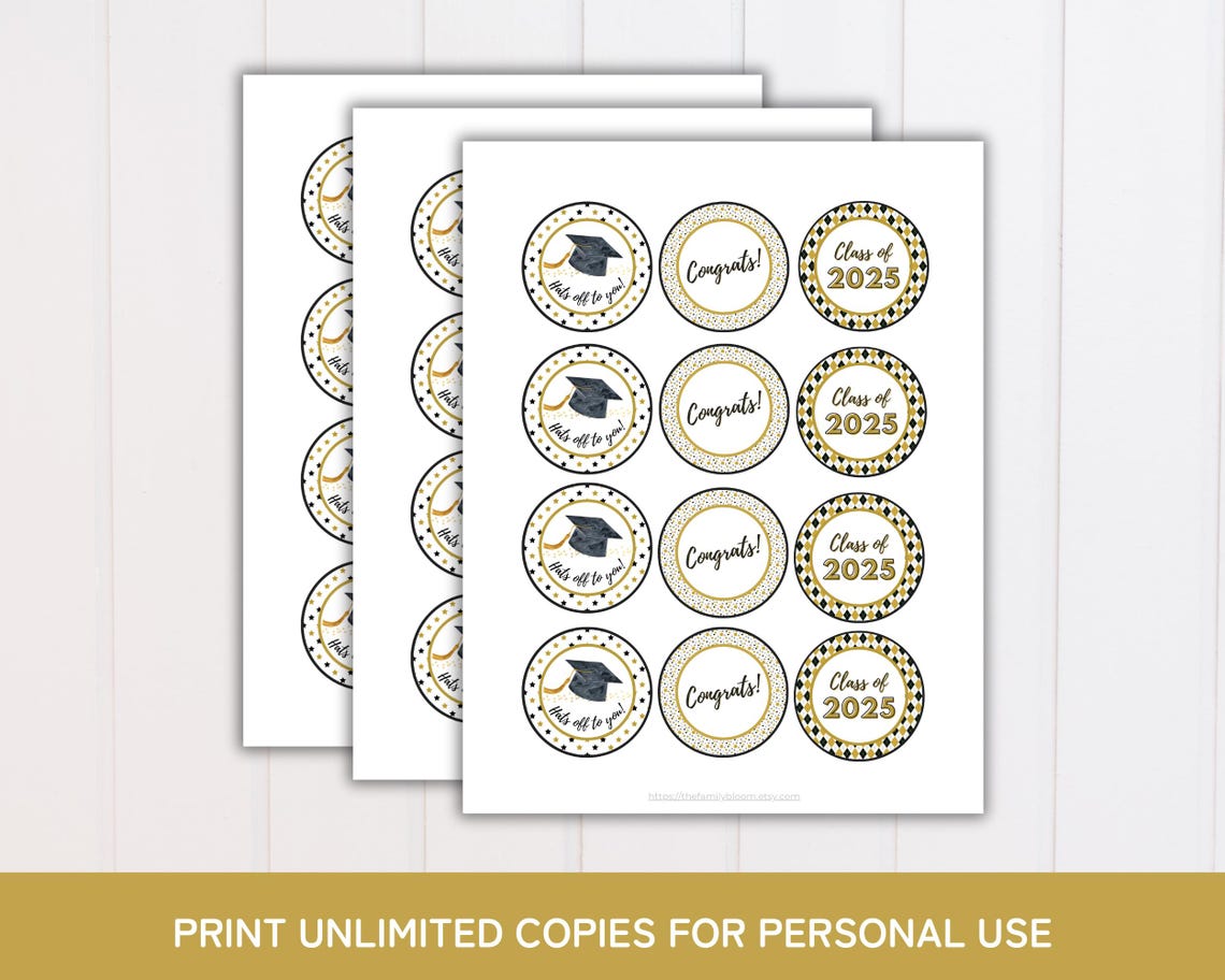 Printable Graduation Cupcake Toppers, 2025 Graduation Party Decorations ...
