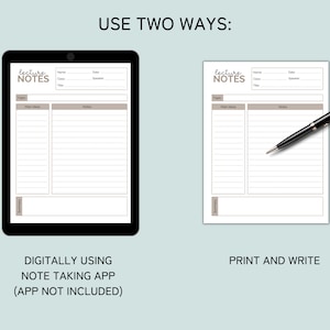Lecture Notes, Note Taking Template, Cornell Notes, Printable Note ...