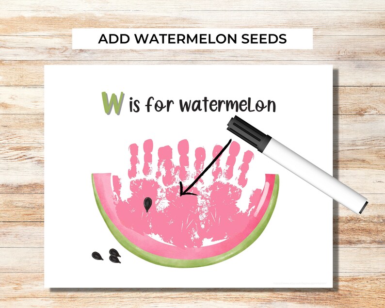 Summer Handprint Art, Watermelon Handprint Art, Printable Summer ...