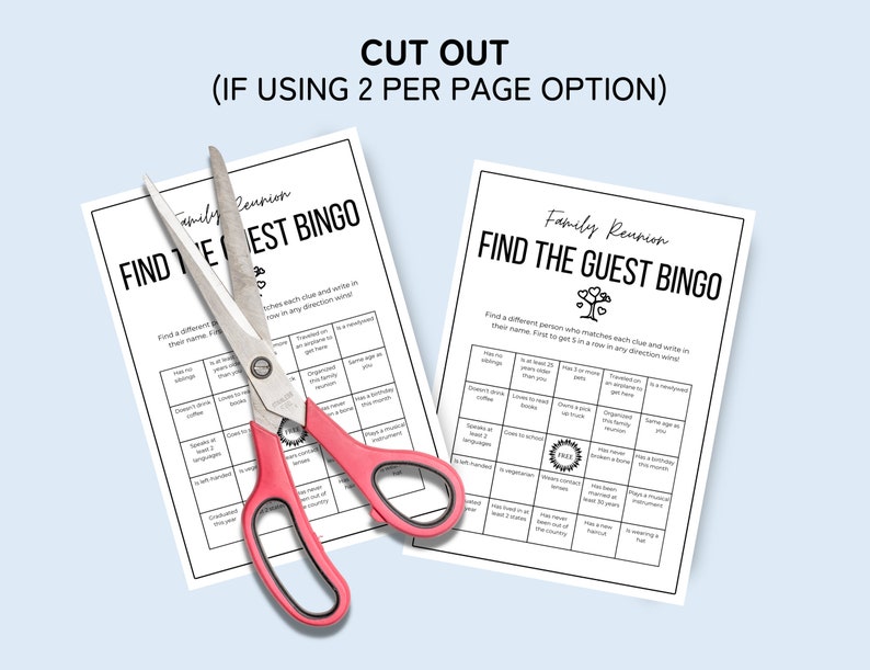Family Reunion Game, Find the Guest Bingo, Find Someone Who, Mix and ...