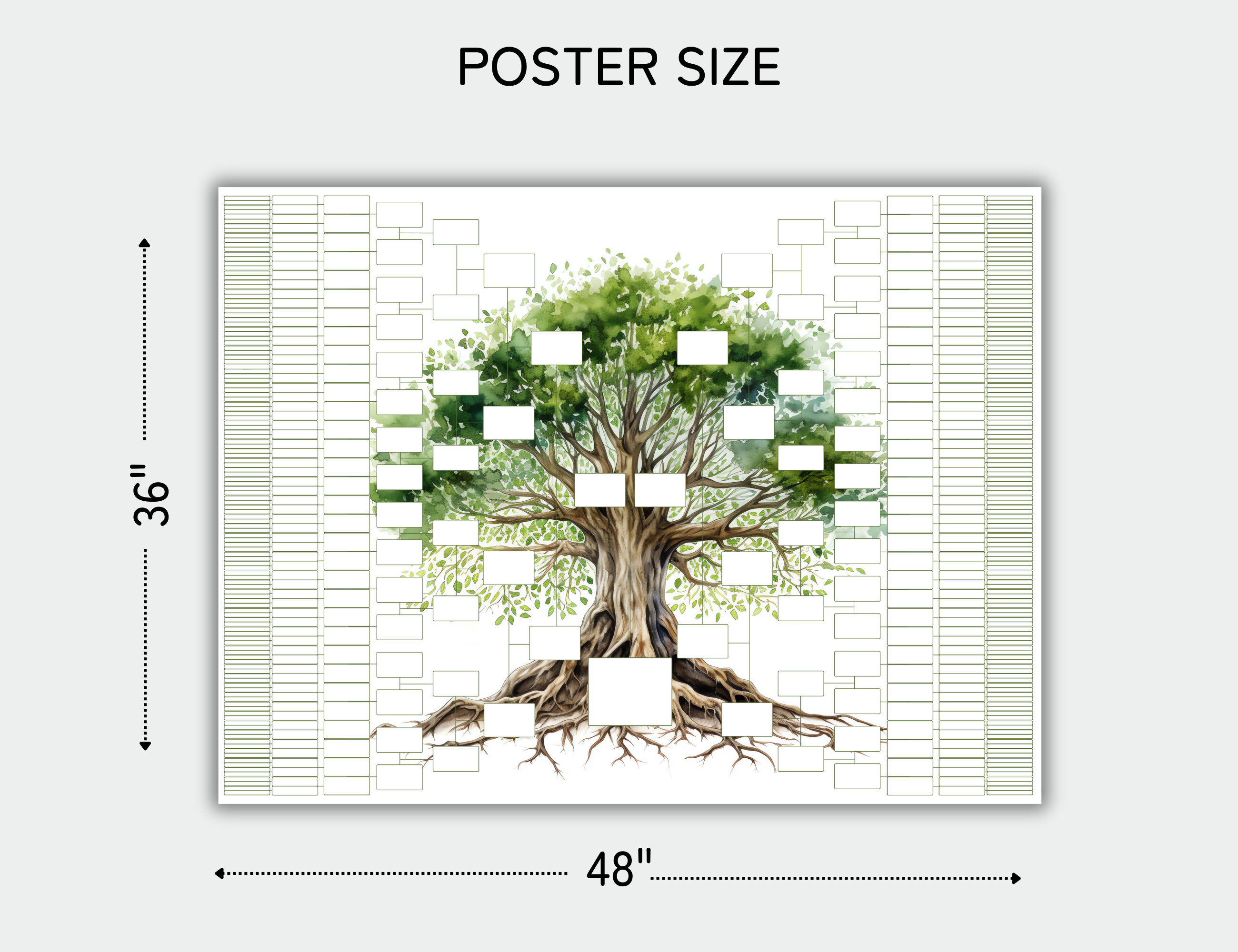 Family Tree Template 9 Generation, Family Tree Chart, 36x48 Poster ...