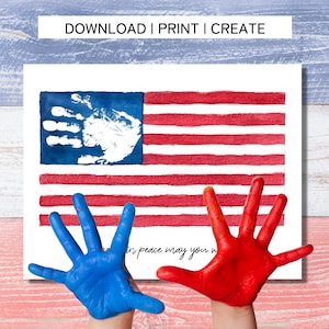 Fourth of July Handprint Art Bundle, Printable Summer Keepsake ...