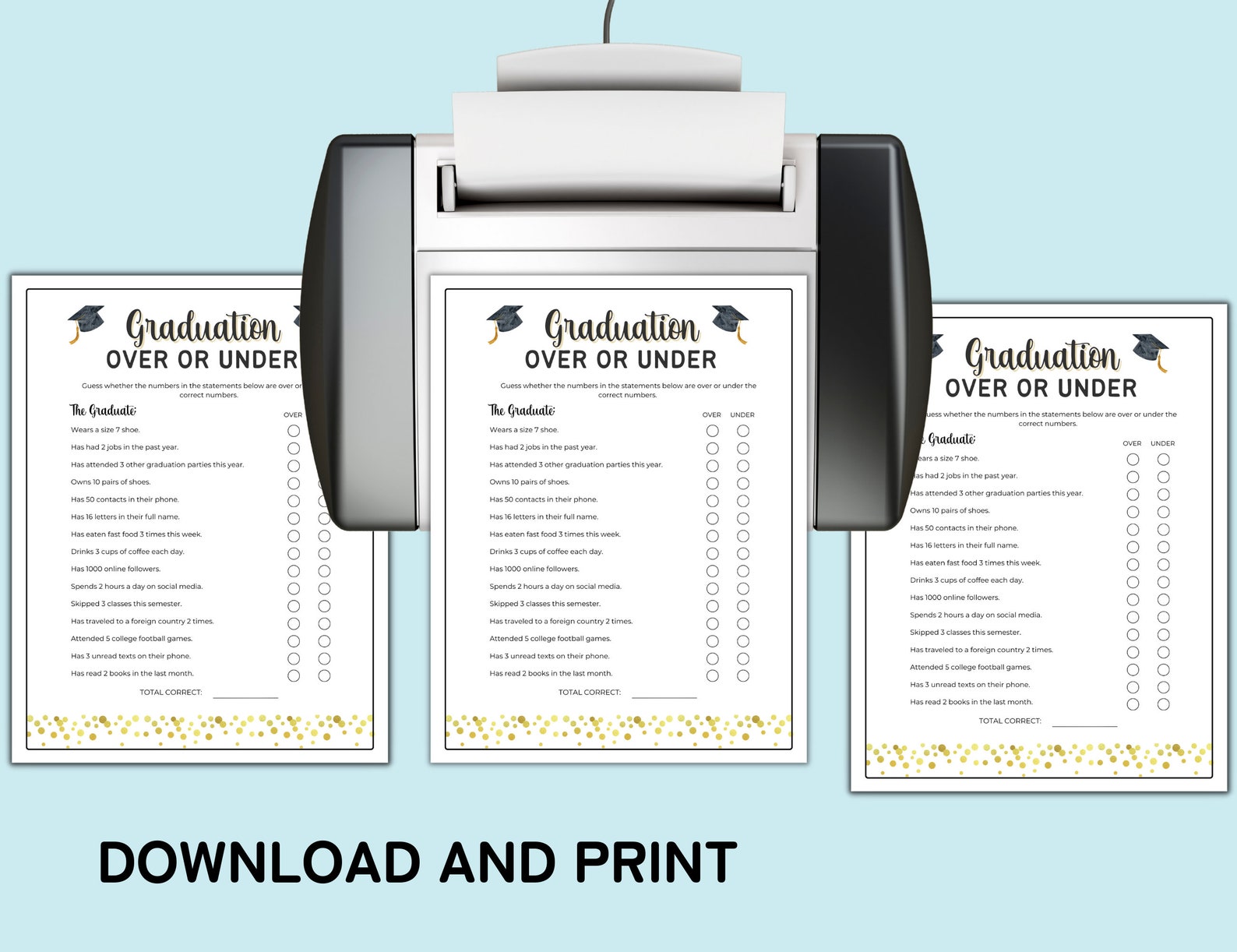 Graduation Over or Under Game, Graduation 2024, Graduation Printable ...