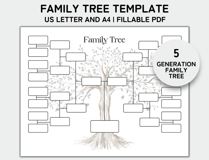 Family Tree Template 5 Generation Family Tree Chart - Etsy UK