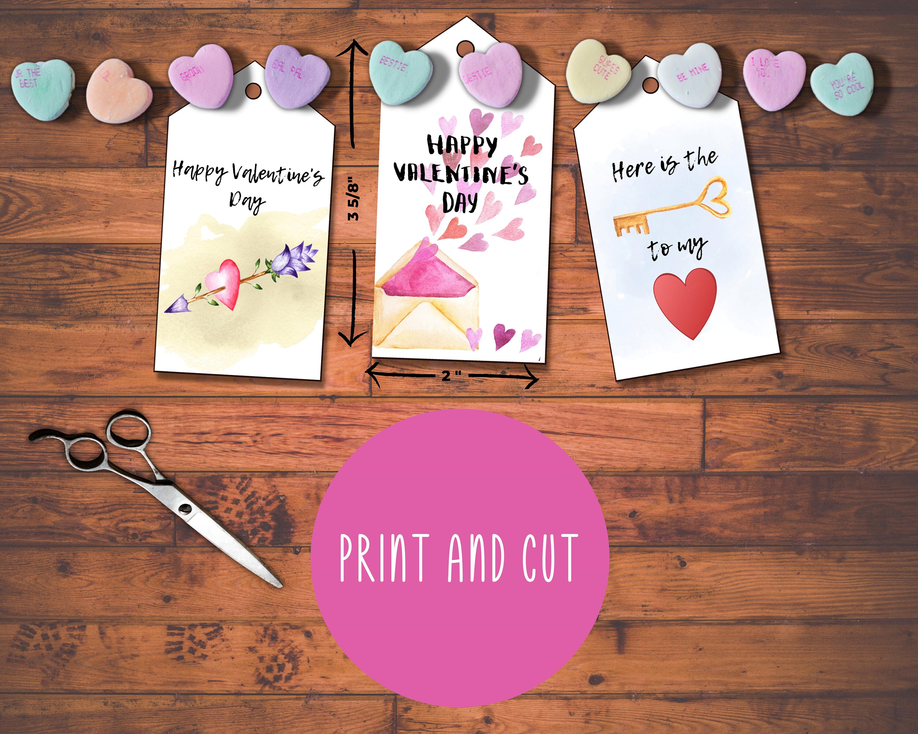 Valentine's Day Gift Tags Printable, Valentine Favor Tags, Instant ...