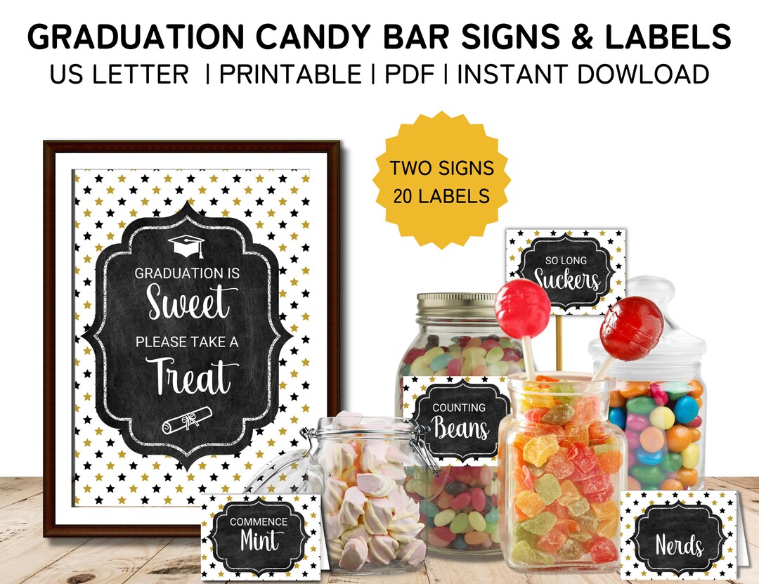 Graduation Candy Bar Signs and Labels, Printable Graduation Candy ...