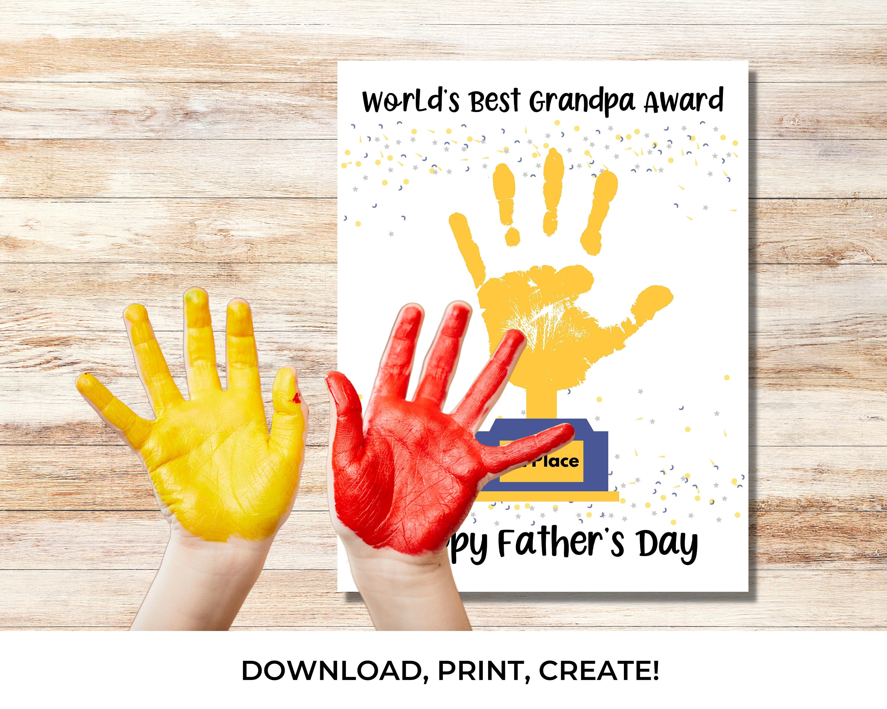 Father's Day Gift for Grandpa, All About My Grandpa, Handprint Keepsake ...