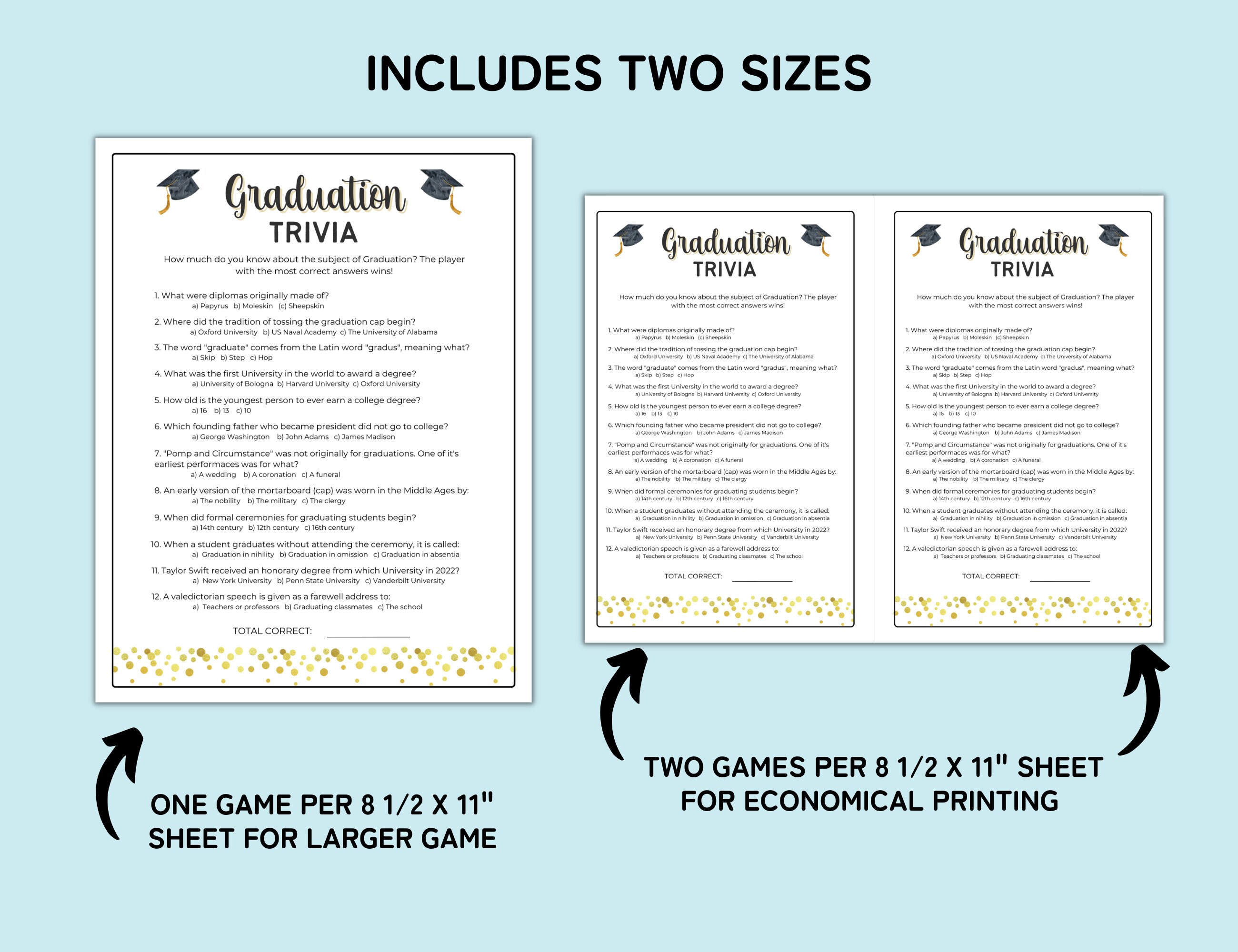 Graduation Trivia Game, Graduation 2024, Graduation Printable Games ...