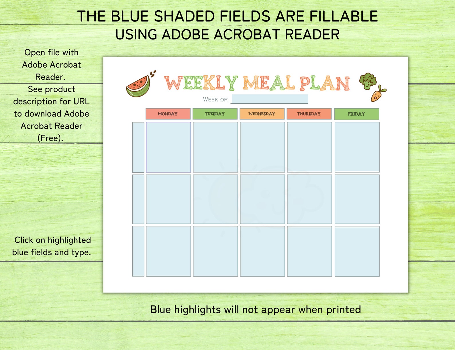Editable Weekly Daycare Menu and Meal Planner for Preschool, Home ...