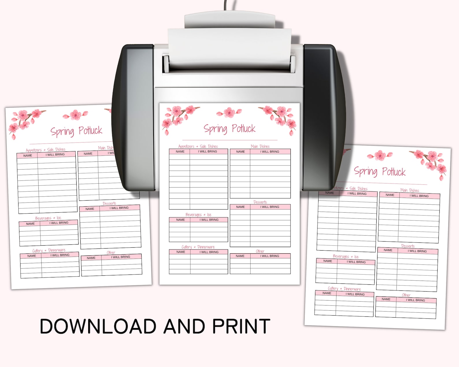 Spring Potluck Sign up Sheet Printable, Food Sign up Sheet, Spring ...