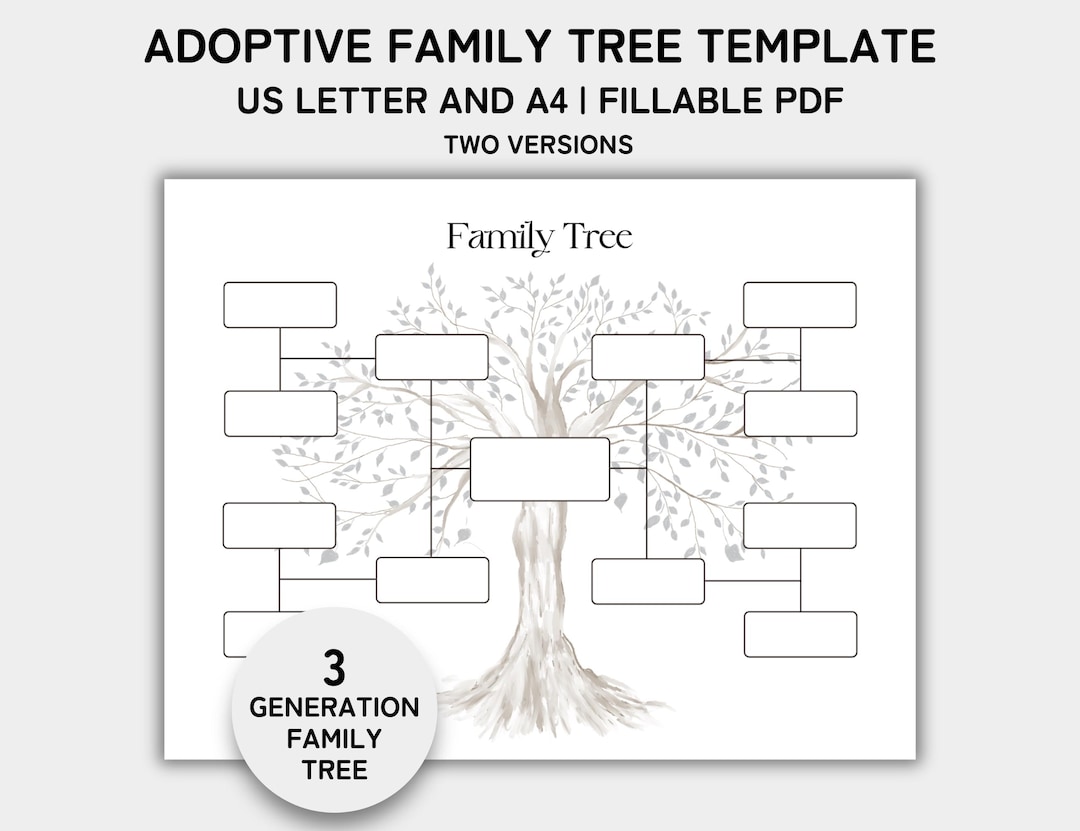 Family Tree Template for Adoptive Family, 3 Generation Family Tree ...