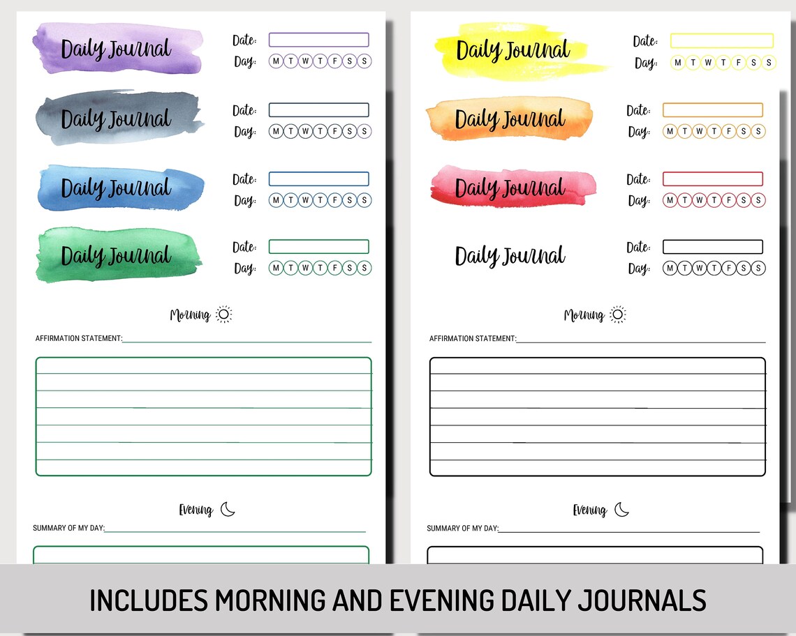 Daily Planner and AM/PM Journal Printable Daily to Do List | Etsy