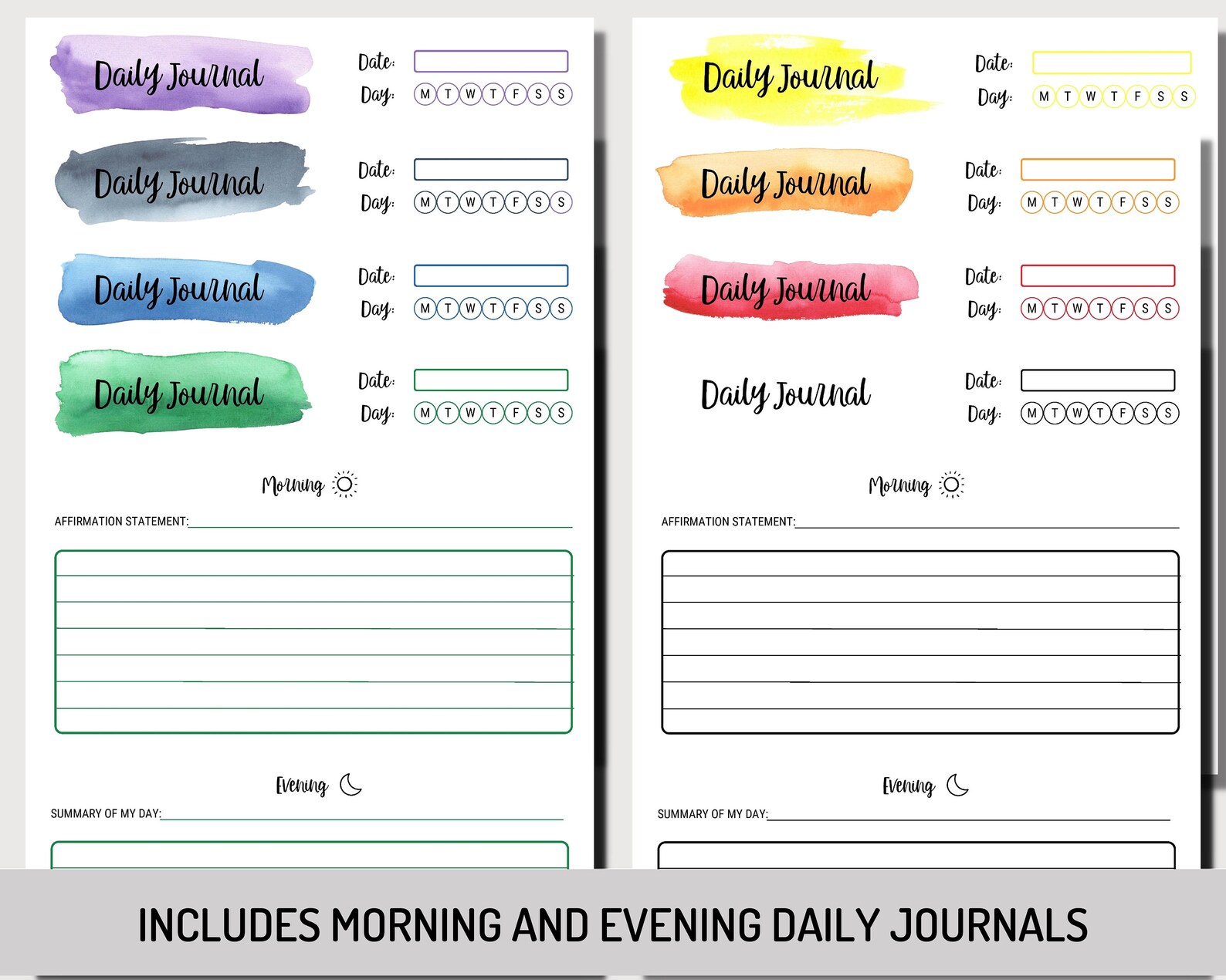 Daily Planner and AM/PM Journal, Printable, Daily to Do List, Daily ...
