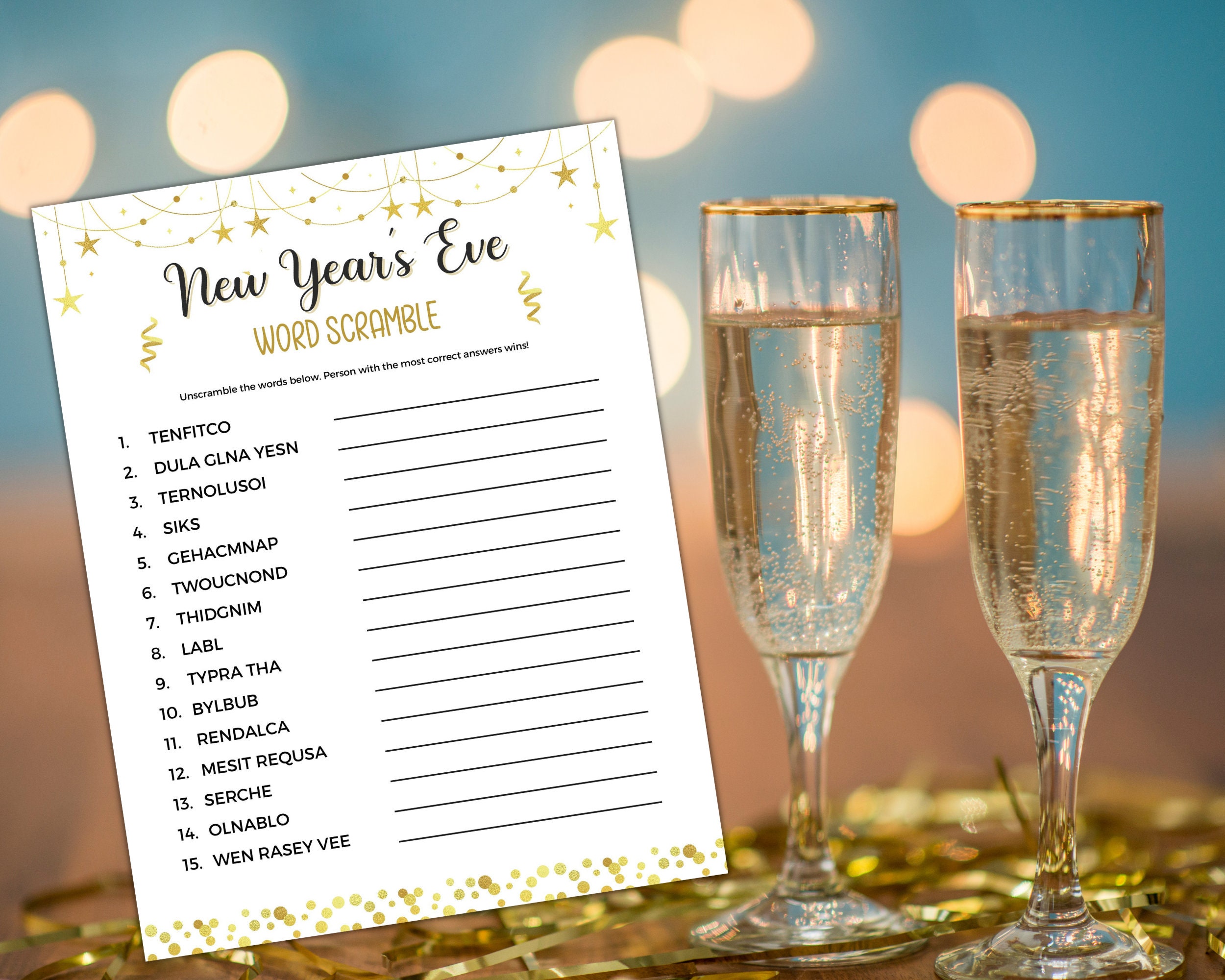 New Years Word Scramble Game, New Years Eve Party, New Years Games ...