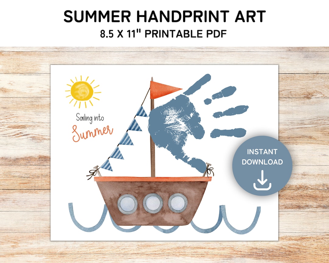 Summer Handprint Art, Handprint Craft, Printable Summer Keepsake, Kids ...