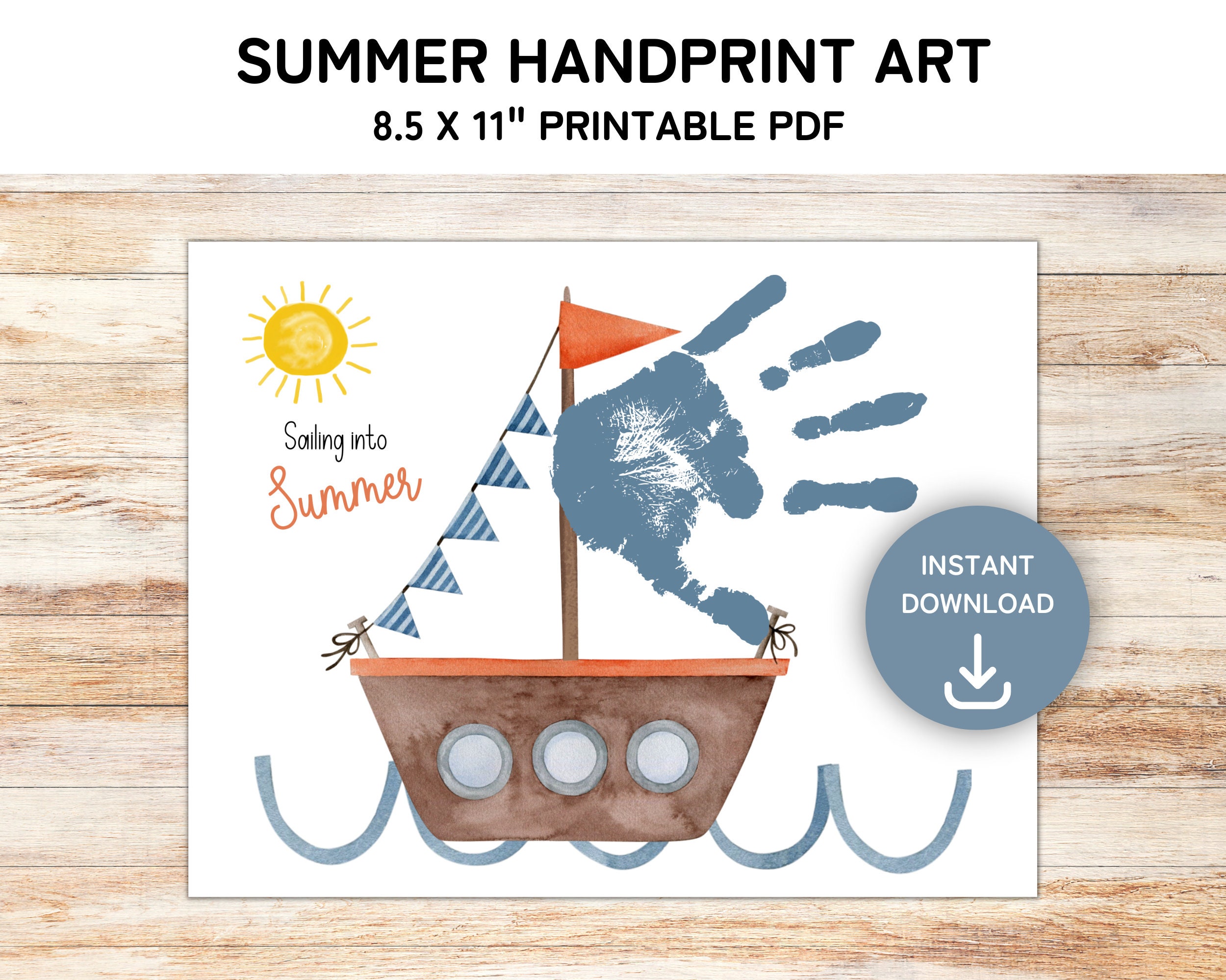 Summer Handprint Art, Handprint Craft, Printable Summer Keepsake, Kids ...